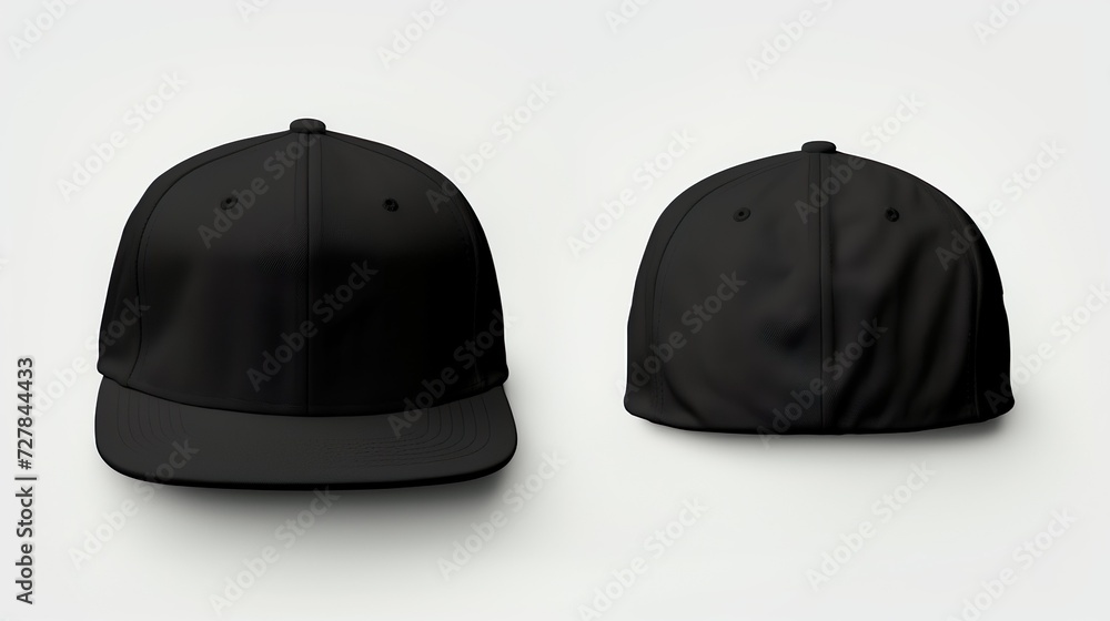 Black classic Snapback front and back in pure black without logo on ...