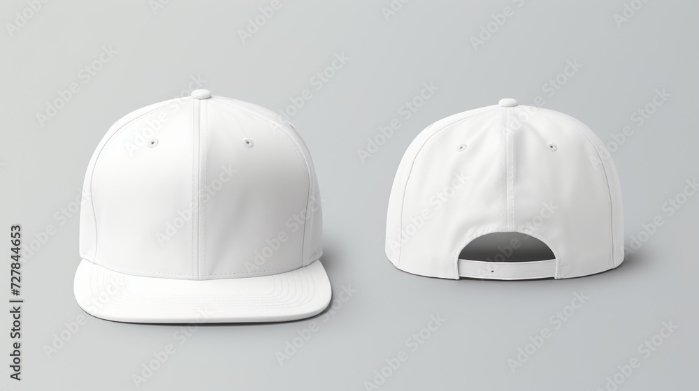 White classic snapback front and back in pure white without logo on ...
