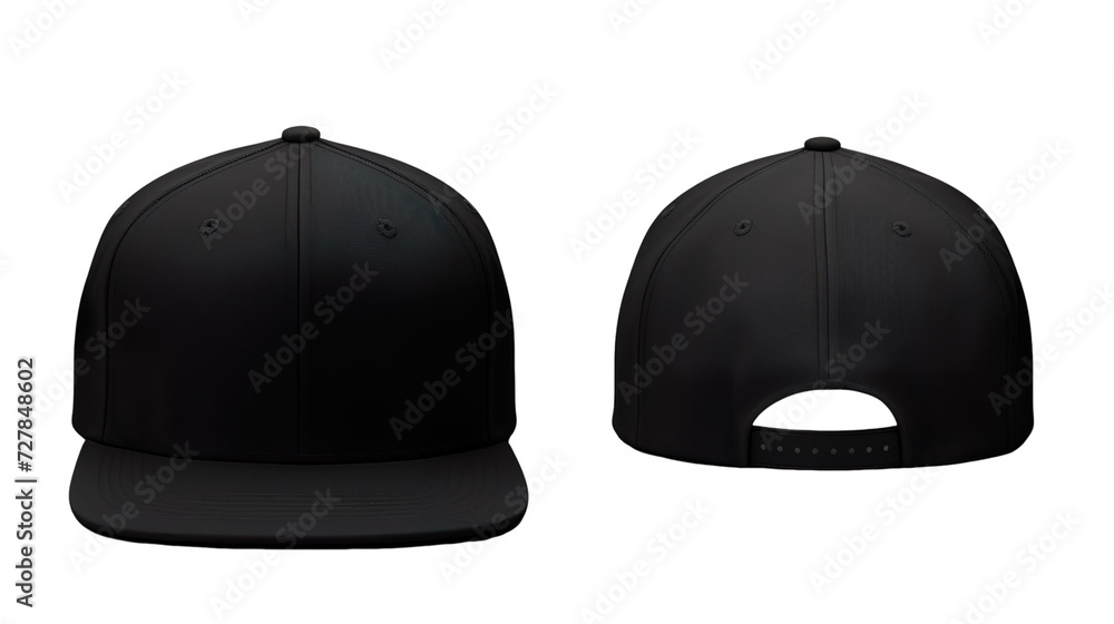 Black classic Snapback front and back in pure black without logo on ...