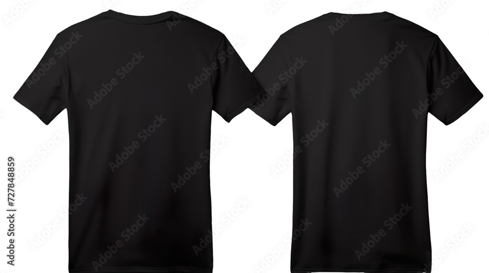 Black classic t-shirt front and back in pure black without logo on ...