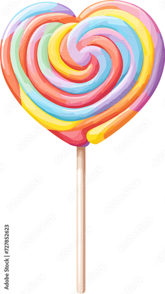 Colorful heart shape lollipop clipart isolated in transparent ...