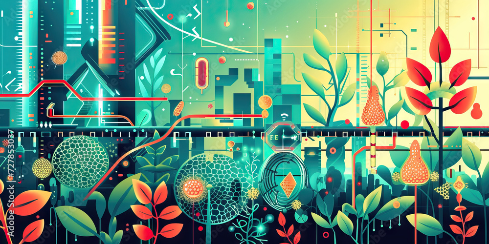 Biotechnology: A Vector Illustration of Bioengineered Organisms and ...