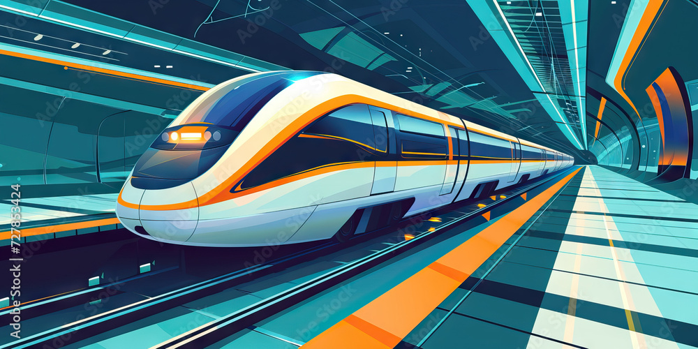 Futuristic Transportation: A Vector Illustration of High-Speed Maglev ...