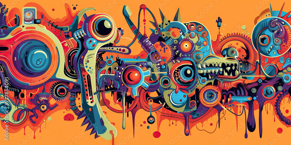 Biomechanical Creatures: A Vector Illustration of Futuristic Creatures ...