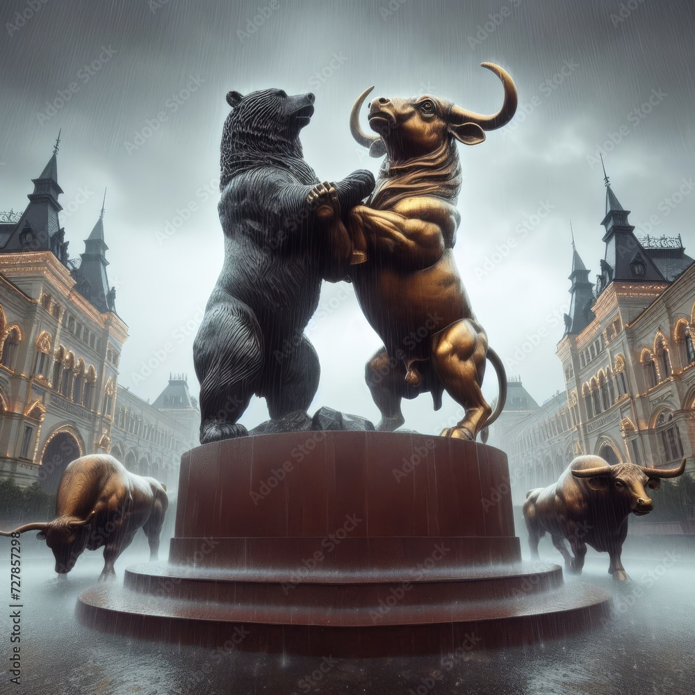 The symbolic icons of the bear and the bull that create the metaphor ...
