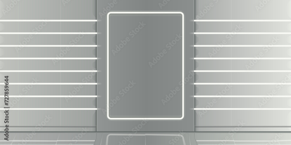 Wall mockup with LED strip or lamps. Lightbox template, light frame in ...