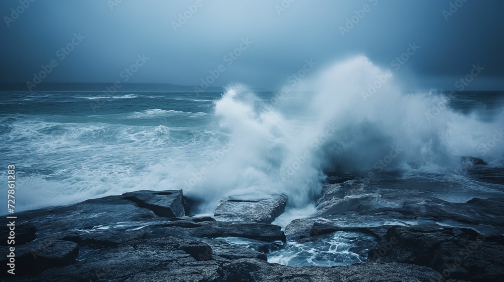 Tempestuous Seascapes: The Raw Power of Ocean Waves Against Rocky ...
