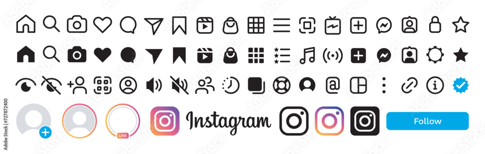 Rawalpindi, Pakistan - February 4, 2024. Instagram buttons, icons, and ...