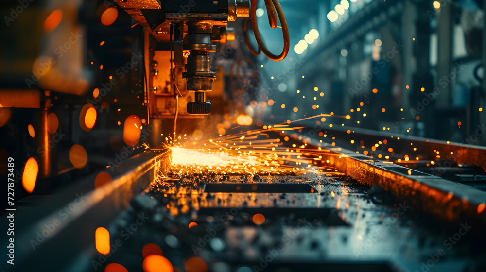 Forge Brilliance: Explore the dramatic allure of a factory floor, where ...