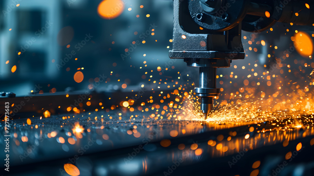 Sparkling Dynamics: Dive into the heart of manufacturing with a closeup ...