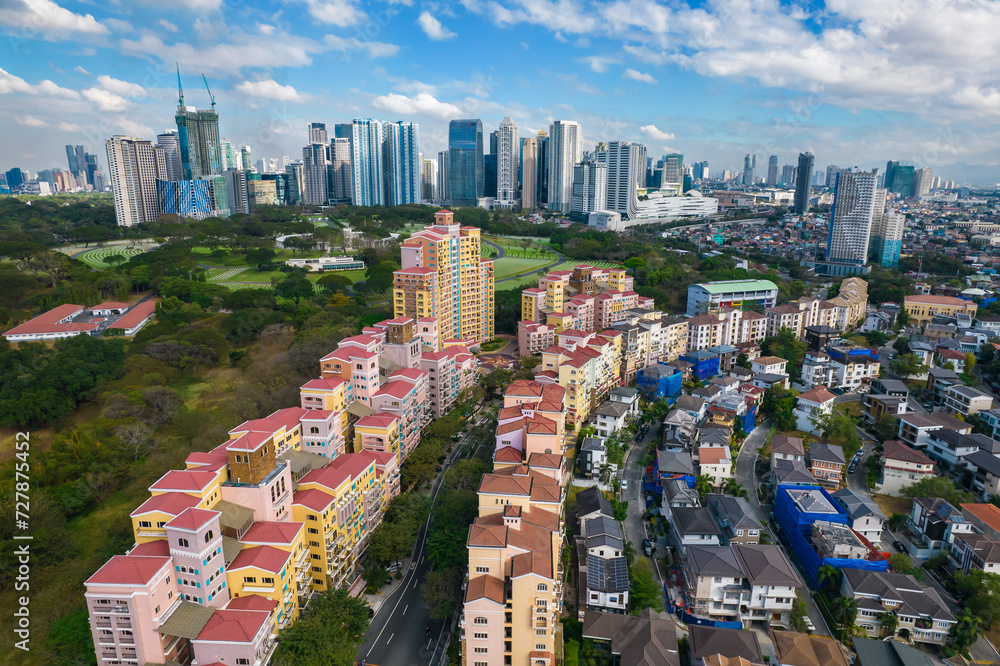 Taguig, Metro Manila, Philippines - Aerial of upscale houses and ...