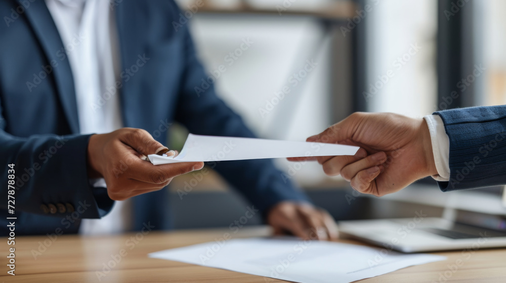 two individuals are in the middle of an exchange, with one person ...