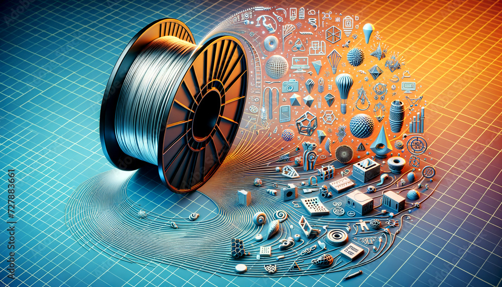 Dynamic Dimensions: PLA Filament transforming into 3D-printed objects ...