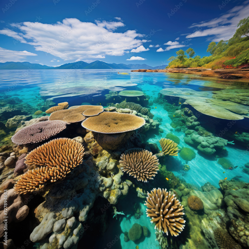 Vibrant coral reef showcasing marine biodiversity ideal for eco-tourism ...