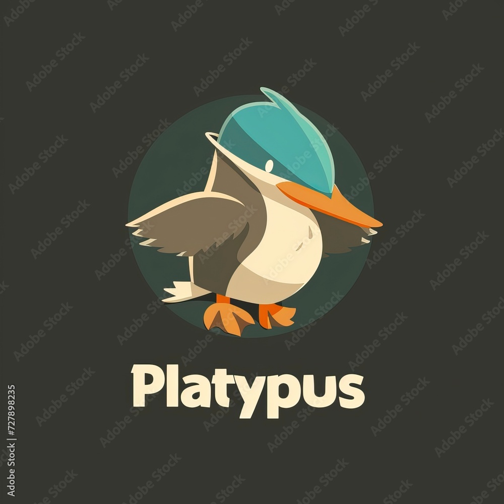 flat vector logo of animal Platypus Vector image, White Background ...
