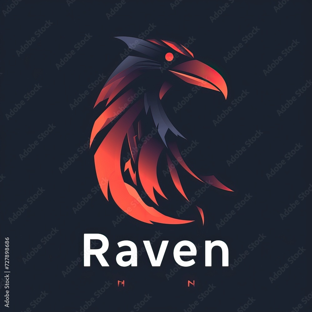 flat vector logo of animal Raven Vector image, White Background Stock ...