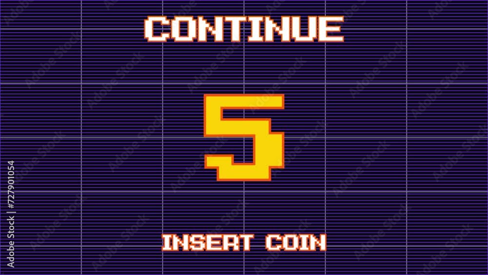 Insert coins to continue playing. countdown to continue 9 to 0 after ...
