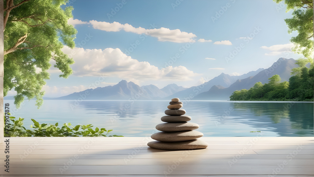 Beautiful and clean virtual background or backdrop for yoga, zen ...