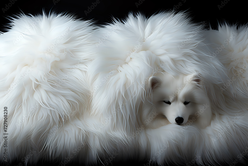 Samoyed Dog Blending into Fluffy White Background A Samoyed dog ...