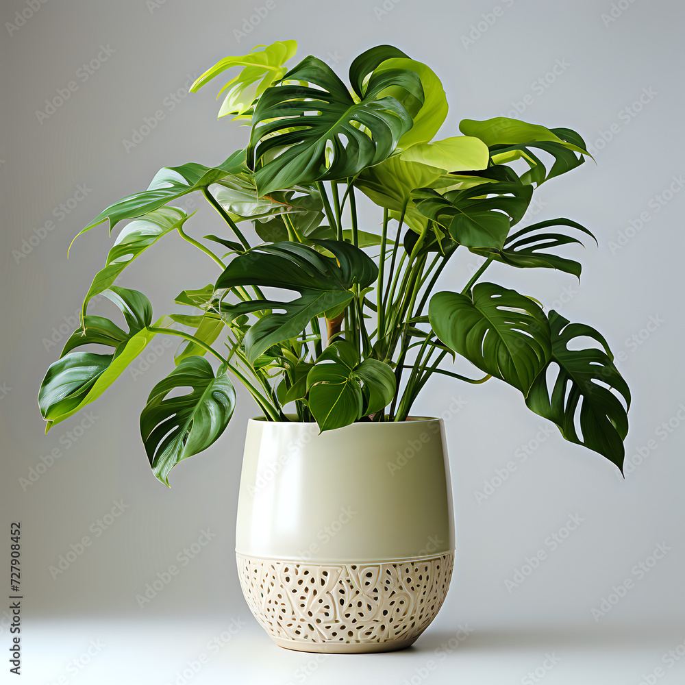 Lush Monstera Plant in Elegant Decorative Pot Vibrant Monstera ...