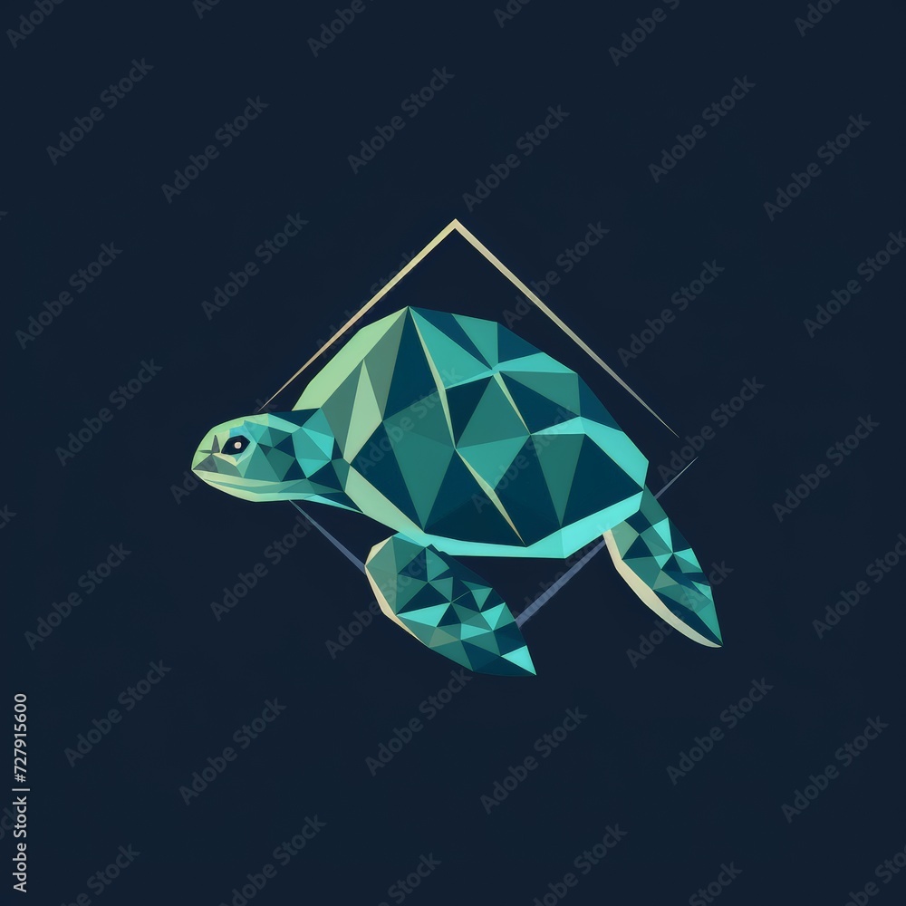 flat vector logo of animal tortoise geometric flat turtle logo for a ...