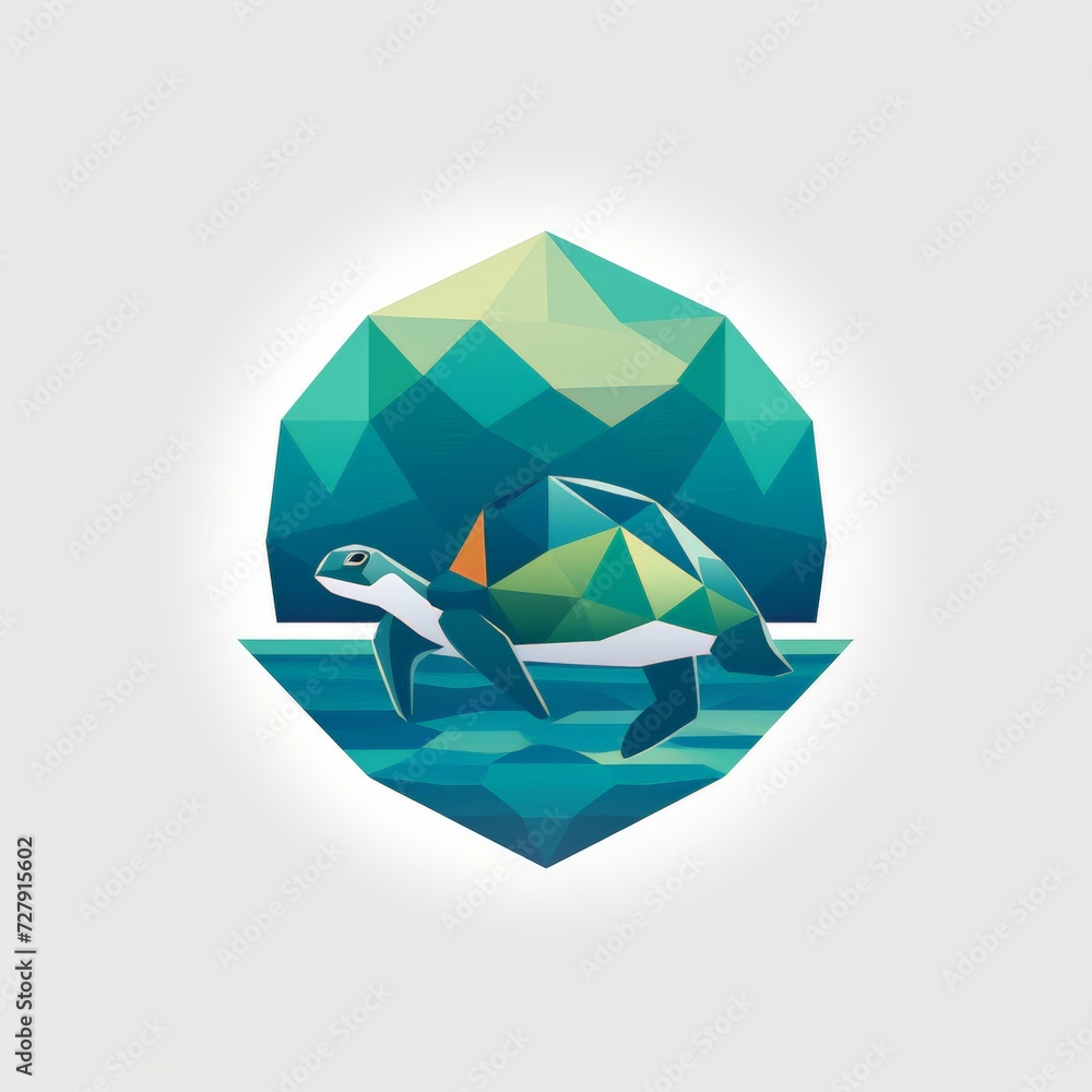 flat vector logo of animal tortoise geometric flat turtle logo for a ...