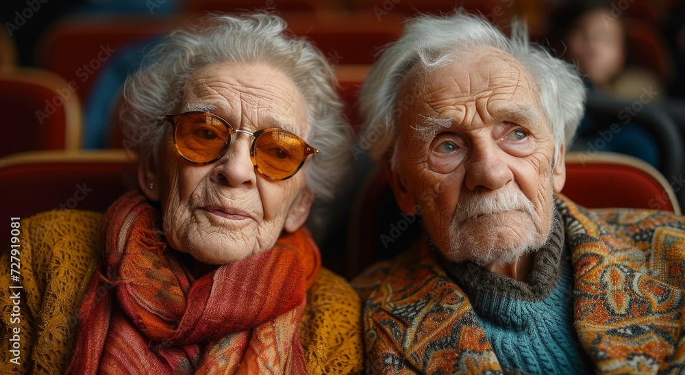 Aging gracefully, the elderly couple's faces tell a story of a lifetime ...