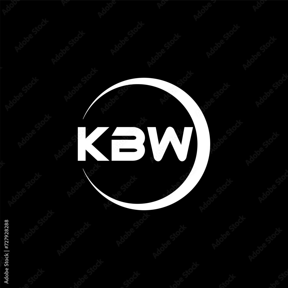 KBW letter logo design with black background in illustrator, cube logo ...