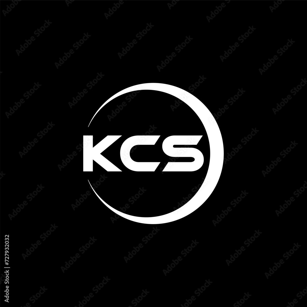KCS letter logo design with black background in illustrator, cube logo ...