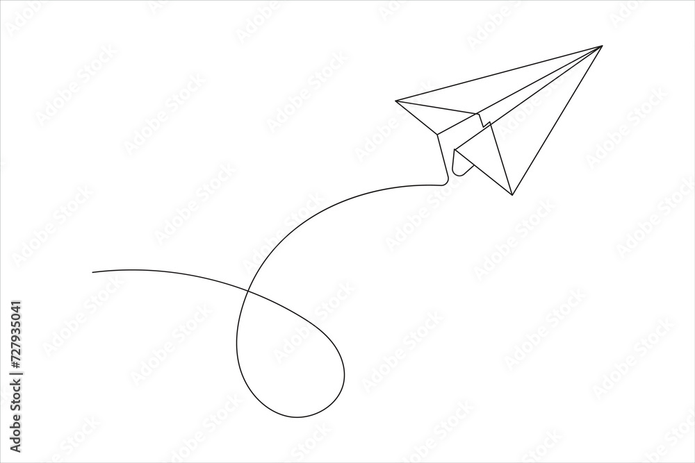 paper plane in Continuous one line drawing. airplane vector art ...