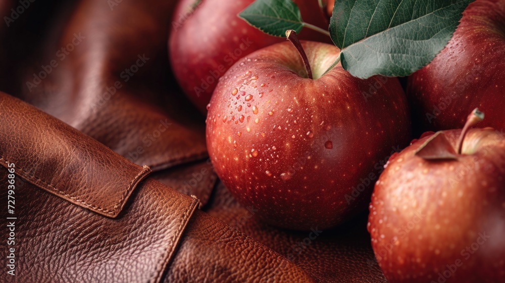 An up-close perspective of eco Apple Leather, highlighting its smooth ...
