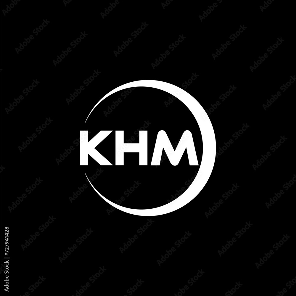 KHM letter logo design with black background in illustrator, cube logo, vector logo, modern ...