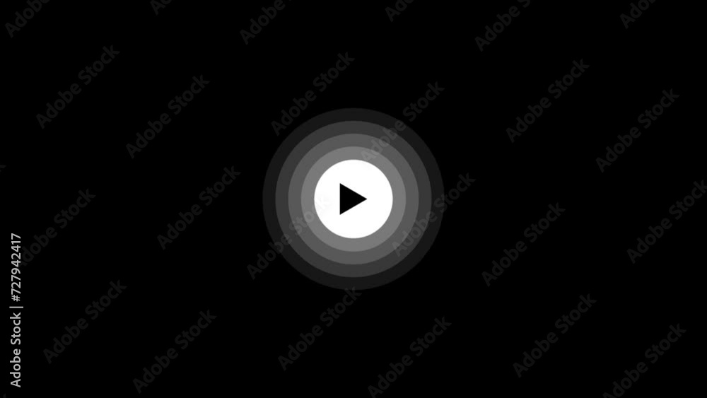 Animated play button, play saymbol icon with wave design animation on ...