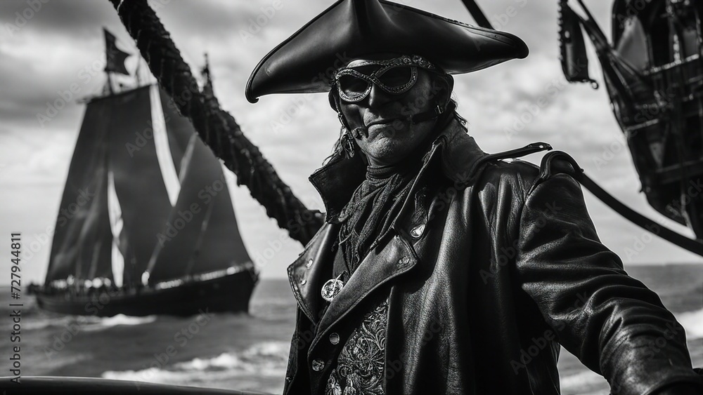 black and white A renegade dragon demon devil pirate, who sails the ...