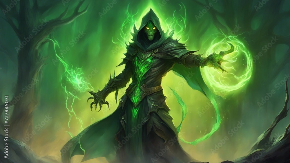green dragon in the night A demon monster that has been summoned and ...