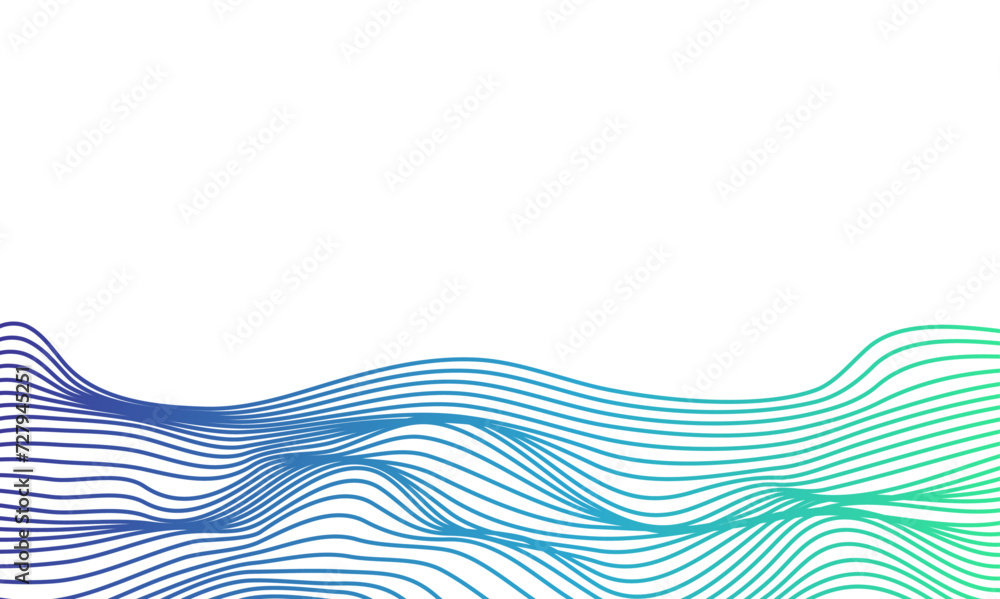 Vector blue wavy ocean flowing dynamic lines isolated on transparent ...