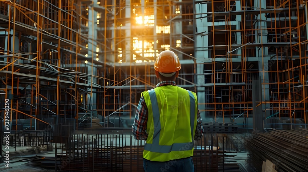 Backshot of a civil engineer overseeing a construction site. Civil ...