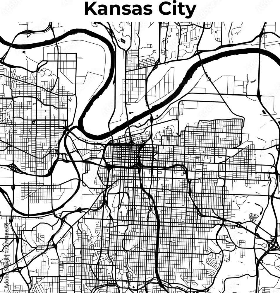 Kansas City Map, Cartography Map, Street Layout Map City Map ...