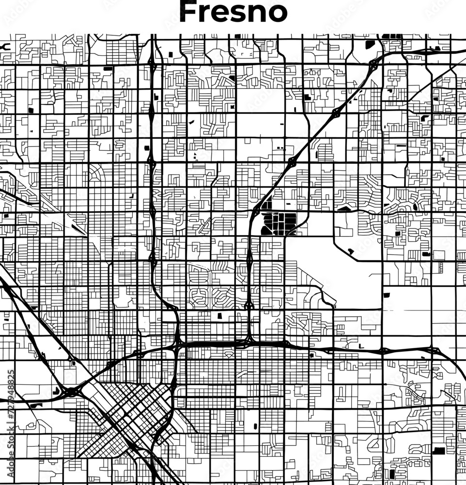 Fresno City Map, Cartography Map, Street Layout Map Stock Vector ...