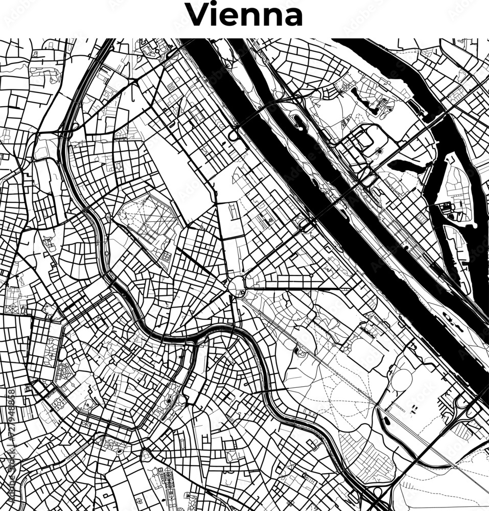 Vienna City Map, Cartography Map, Street Layout Map Stock Vector | Adobe Stock