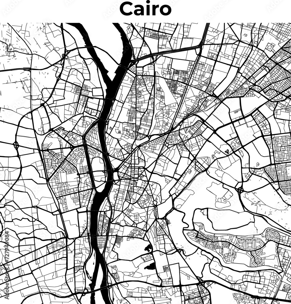 Cairo City Map, Cartography Map, Street Layout Map Stock Vector | Adobe ...