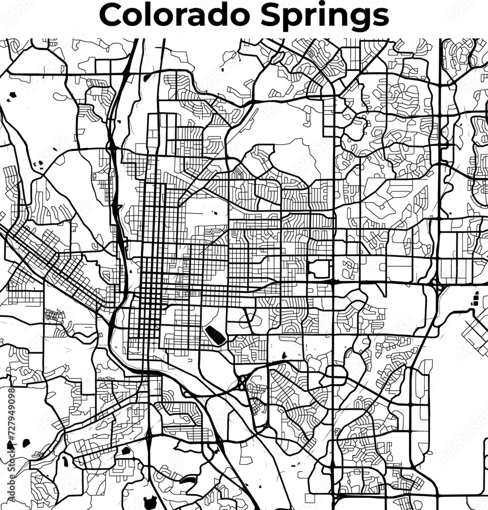 Colorado Springs City Map, Cartography Map, Street Layout Map Stock ...