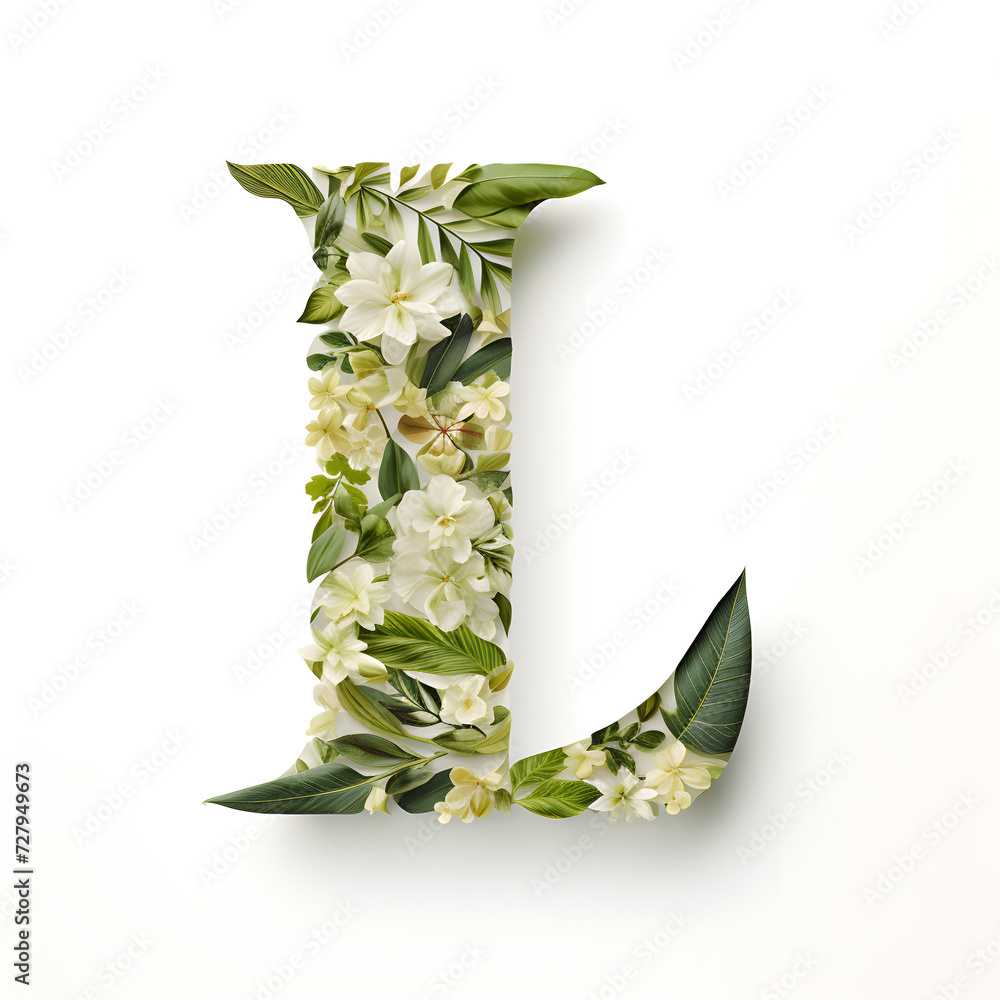 nature leaf letter L, leaf font letter, 3D leaf letter font Stock Illustration | Adobe Stock