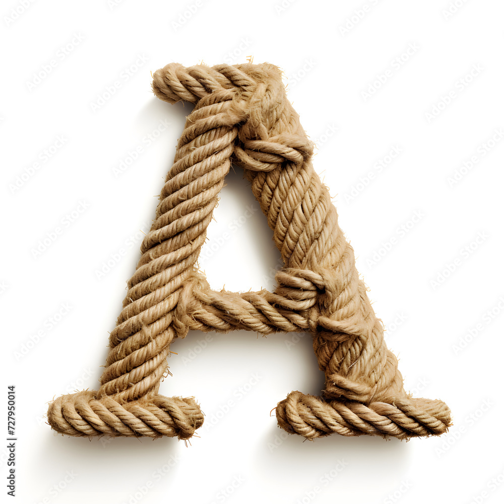 Letter A out of Rope, rope font, 3d rope font Stock Illustration ...