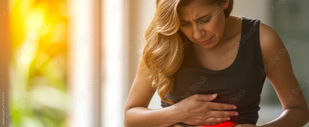 stomach ache. women have abdominal pain, indigestion, gastritis ...