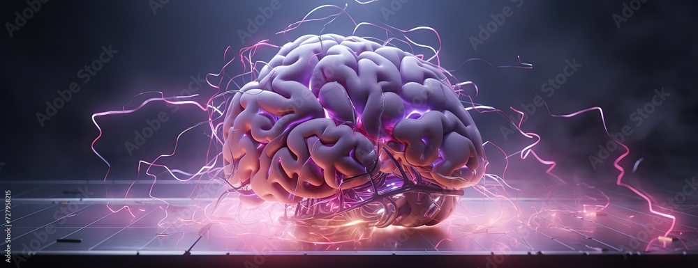 Colorful Artificial Intelligence 3d model. AI. Human brain. Nano ...