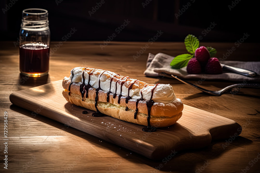 Elevate your senses with a decadent Chocolate Eclair paired with a ...