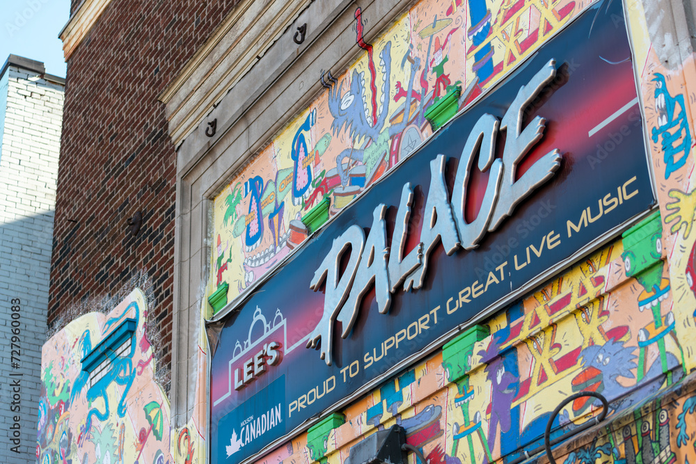 exterior sign of Lee's Palace, a live music venue, located at 529 Bloor ...