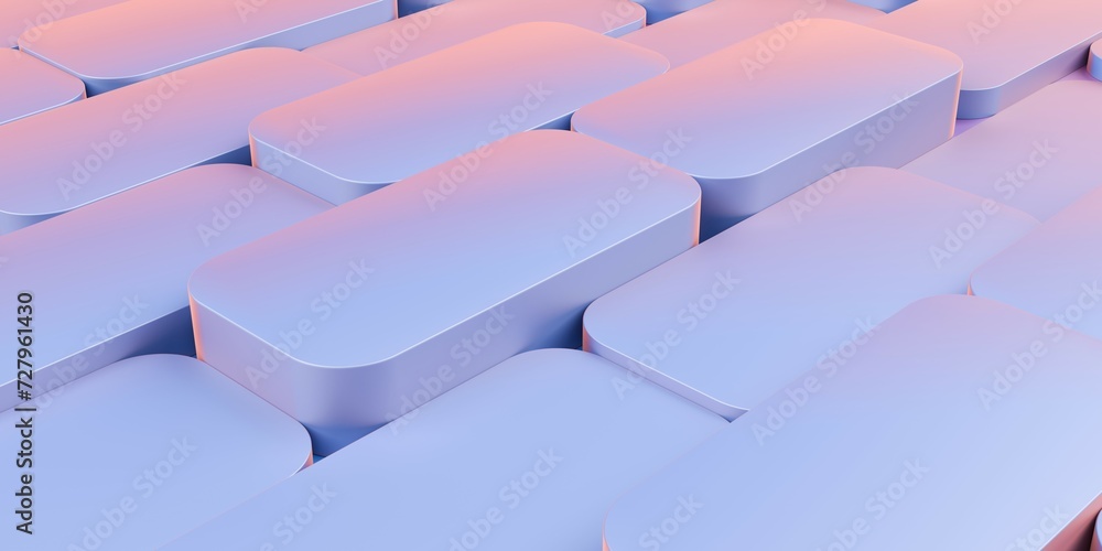 Blue and yellow abstract array of randomly offset rounded rectangle ...