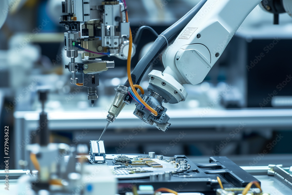 Precision Robotics: Automated Disassembly Line in Electronics Recycling Facility Stock-Foto ...
